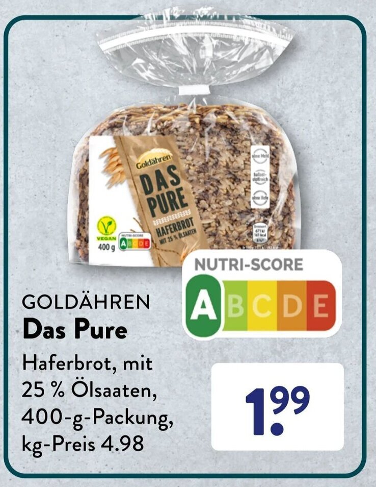 Goldähren Das Pure 400 g Packung Angebot bei Aldi Süd