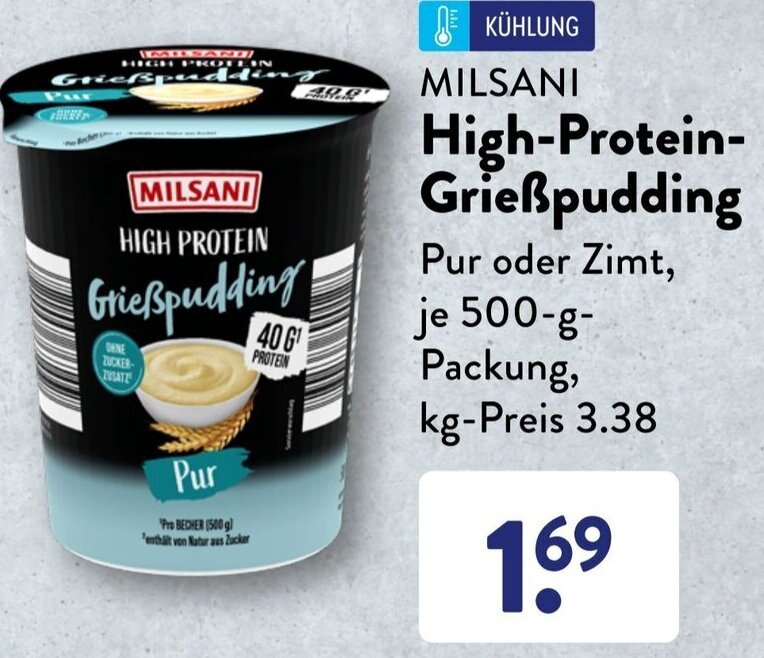 Milsani High Protein Grießpudding 500 g Packung Angebot bei Aldi Süd