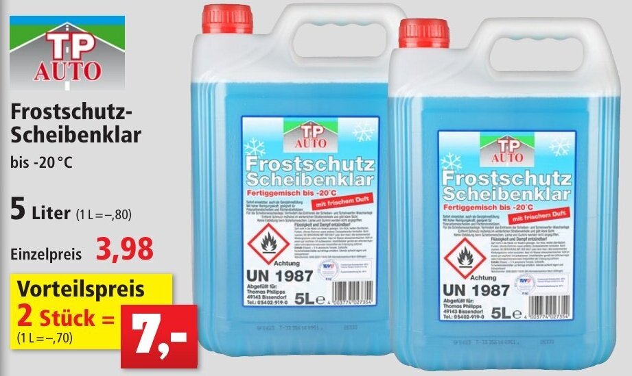 TP Auto Frostschutz Scheibenklar 5 Liter Angebot bei Thomas Philipps
