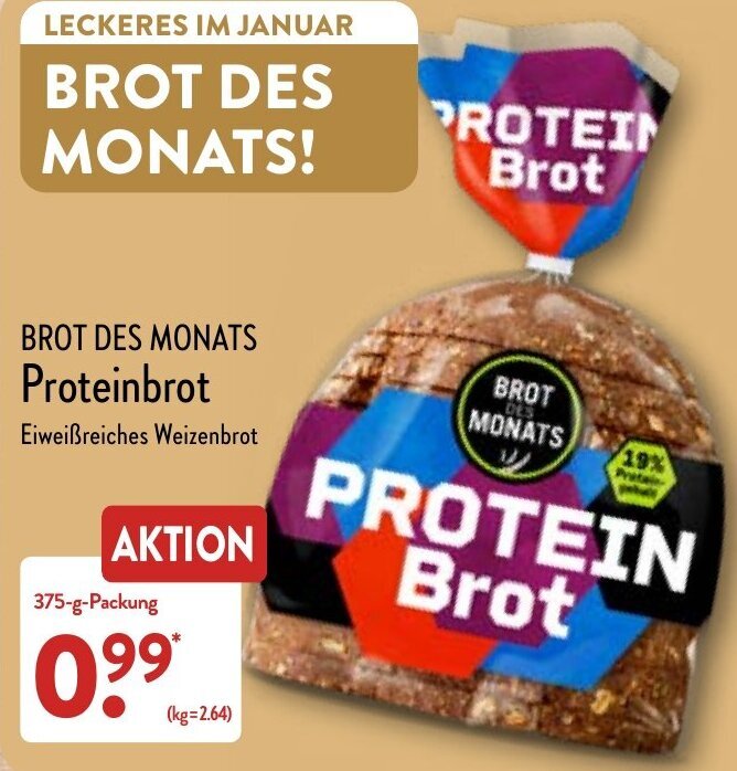 Brot Des Monats Proteinbrot 375 g Packung Angebot bei Aldi Nord