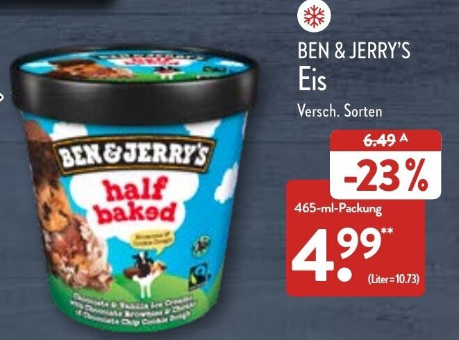 Ben & Jerry's Eis 465 ml Packung Angebot bei Aldi Nord