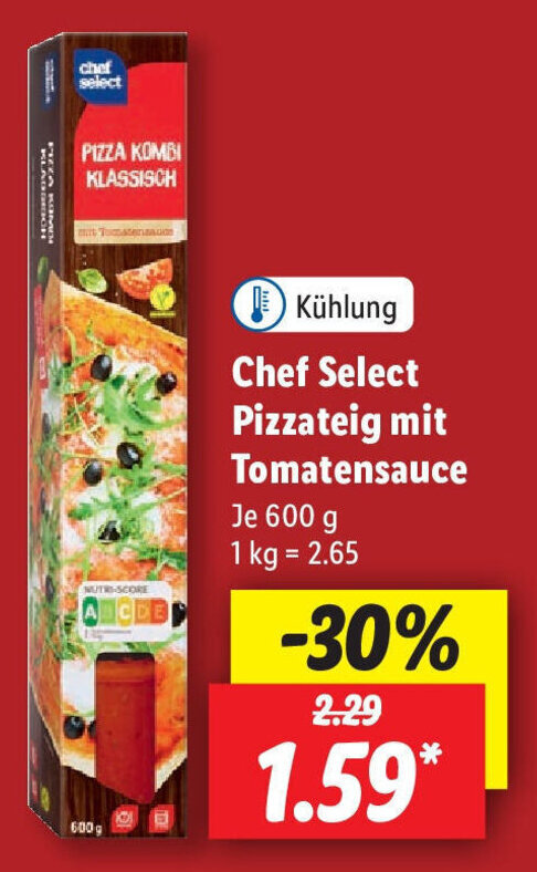 Chef Select Pizzateig mit Tomatensauce 600 g Angebot bei Lidl