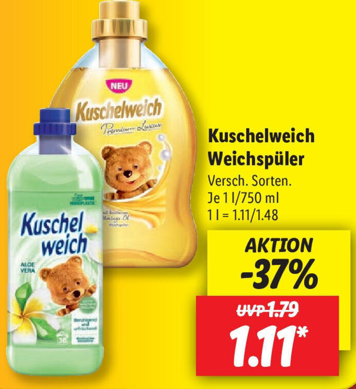Kuschelweich Weichspüler 1 L/750 ml Angebot bei Lidl
