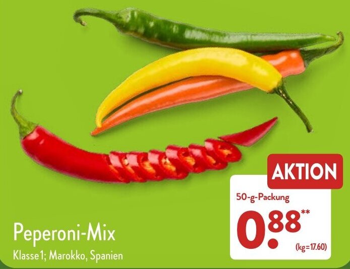 Peperoni Mix 50 g Packung Angebot bei Aldi Nord