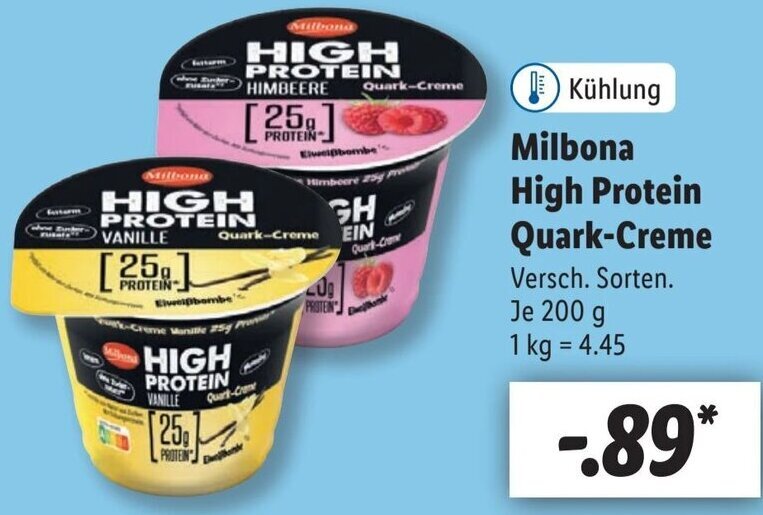 Milbona High Protein Quark Creme 200 g Angebot bei Lidl