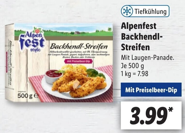 Alpenfest Backhendl Streifen 500 g Angebot bei Lidl