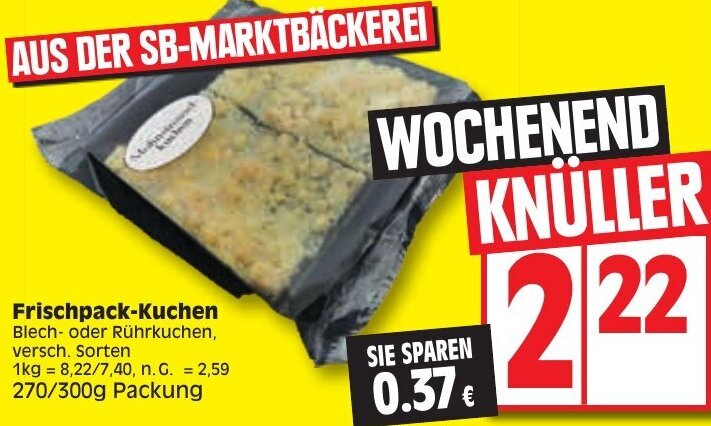 Frischpack Kuchen 270/300g Packung Angebot bei Edeka