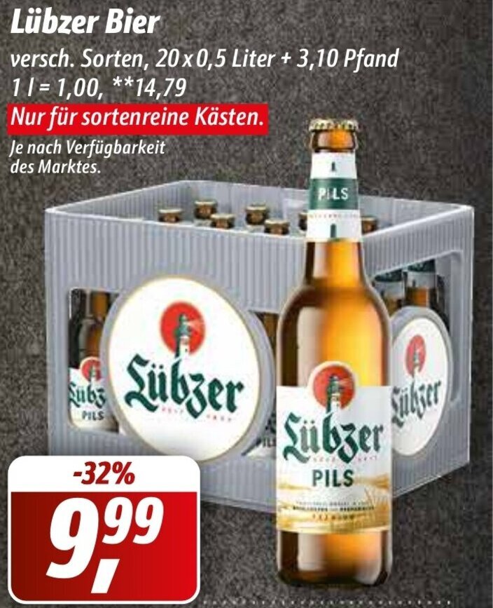 Lübzer Bier 20x0,5 Liter Angebot bei Simmel