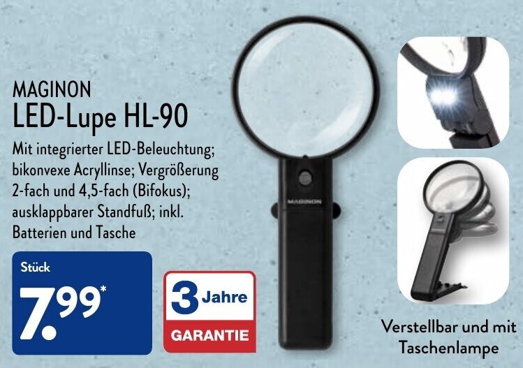 Maginon LED Lupe HL-90 Angebot bei Aldi Nord