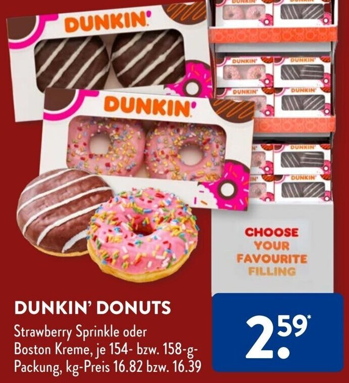 Dunkin Donuts 154-158 g Packung Angebot bei Aldi Süd