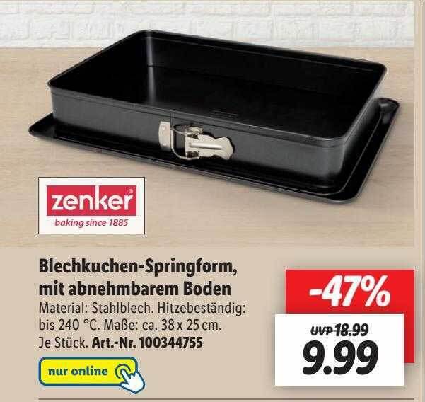 Zenker blechkuchen-springform, mit abnehmbarem boden Angebot bei Lidl