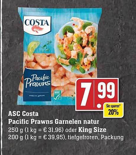 Asc costa pacific prawns garnelen natur oder king size Angebot bei Edeka