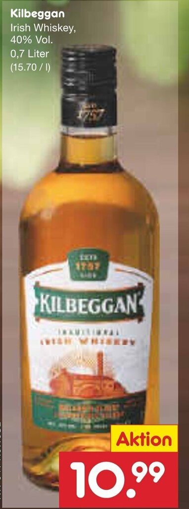 Kilbeggan Irish Whiskey 700ml Angebot bei Netto Marken-Discount