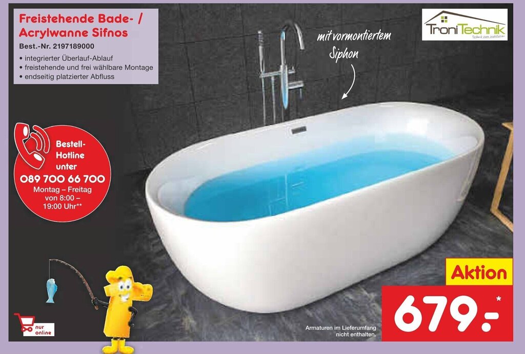 TroniTechnik Freistehende Bade-/Acrylwanne Sifnos Angebot bei Netto ...