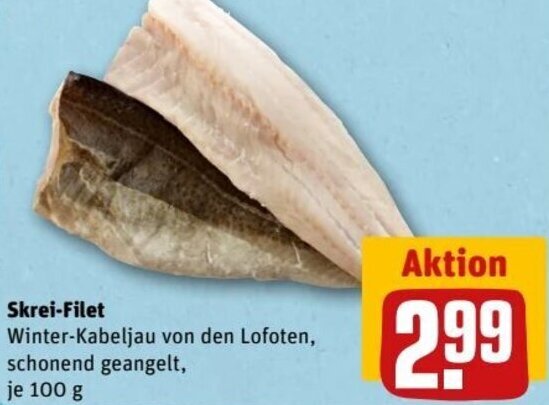 Skrei Filet 100 g Angebot bei REWE Center