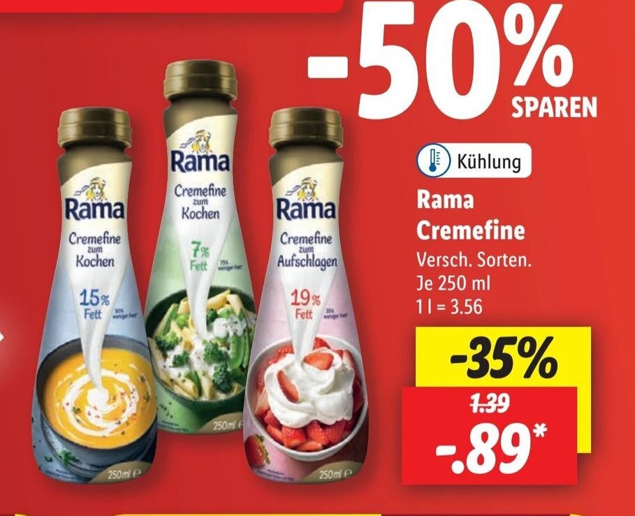 Rama Cremefine 250 ml Angebot bei Lidl