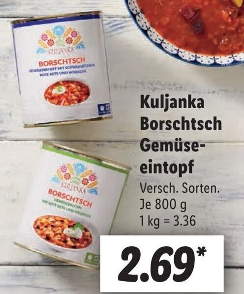 Kuljanka Borschtsch Gemüseeintopf 800 g Angebot bei Lidl