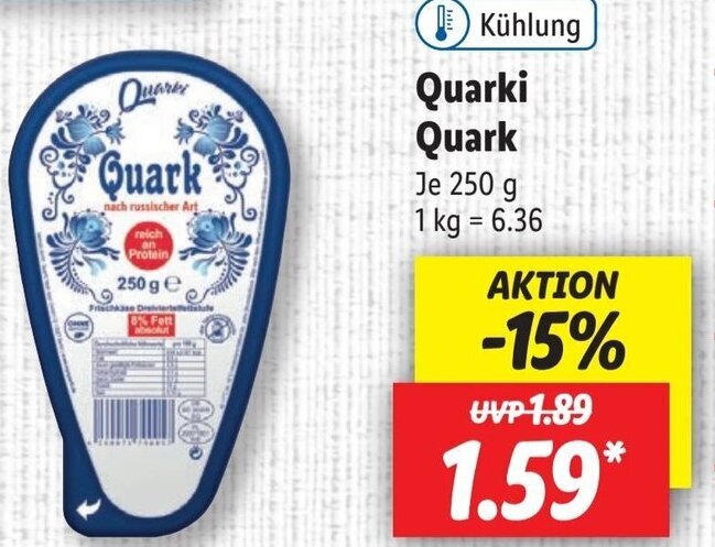 Quarki Quark 250 g Angebot bei Lidl