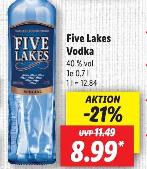 Five Lakes Vodka 0,7 L Angebot bei Lidl