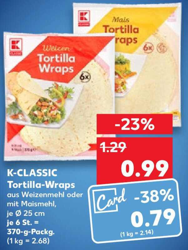 K-Classic Tortilla Wraps 370 g Packg. Angebot bei Kaufland