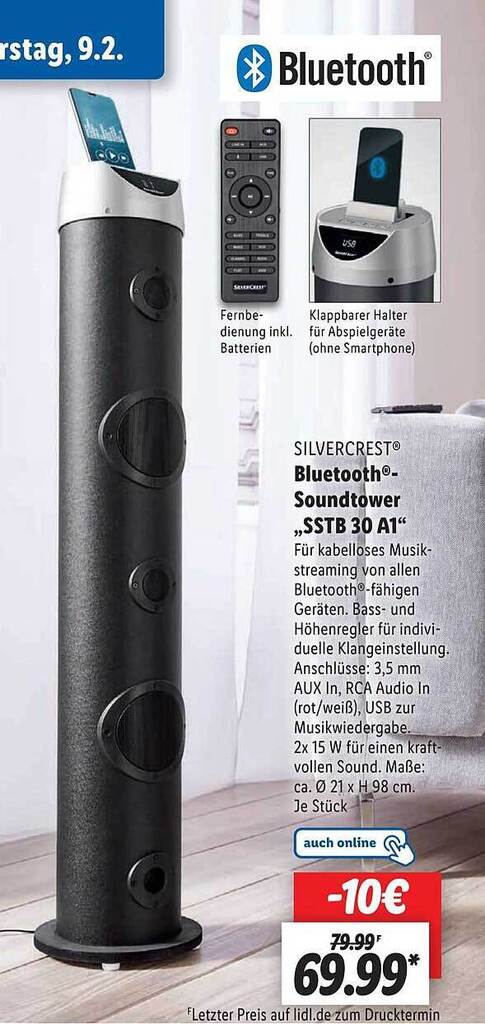 Silvercrest bluetooth - soundbar „sstb 30 a1“ Angebot bei Lidl
