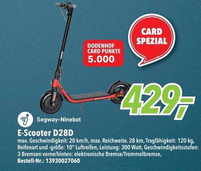 Segway-ninebot e-scooter d28d Angebot bei dodenhof