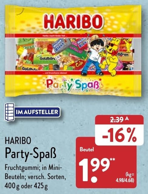 Haribo Party Spaß 400 g oder 425 g Angebot bei Aldi Nord