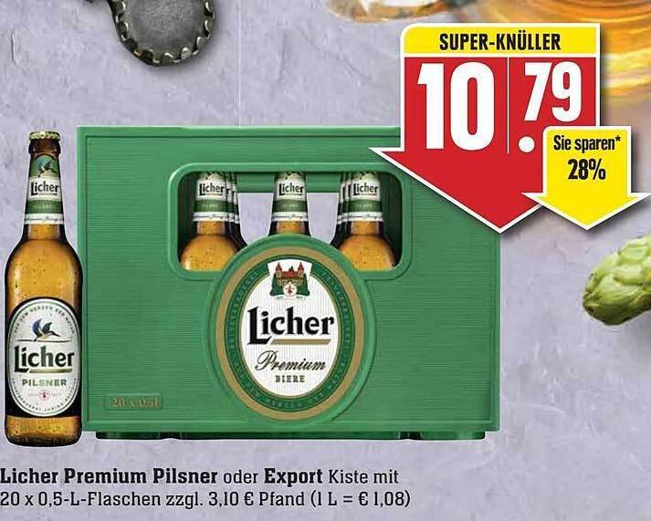 Licher premium pilsner oder export Angebot bei Edeka