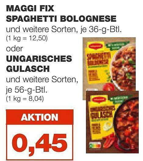 Maggi fix spaghetti bolognese oder ungarisches gulasch Angebot bei mein ...