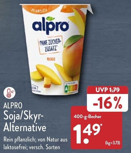 Alpro Soja/Skyr Alternative 400 g Becher Angebot bei Aldi Nord