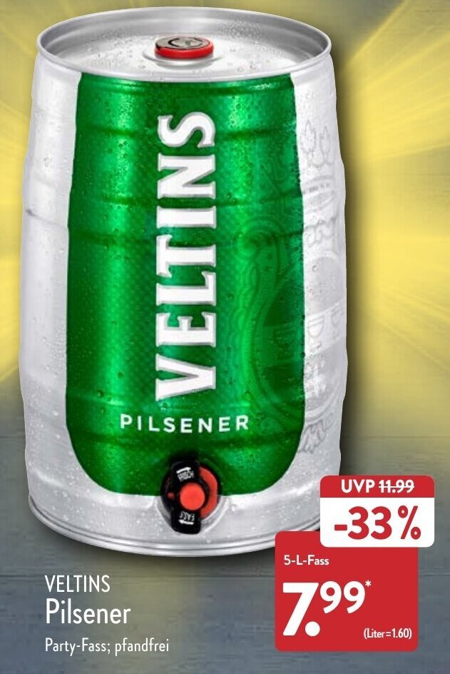 Veltins Pilsener 5 L Fass Angebot bei Aldi Nord