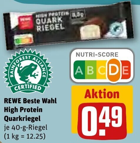 Rewe Beste wahl High Protein Quarkriegel 40 g Riegel Angebot bei REWE