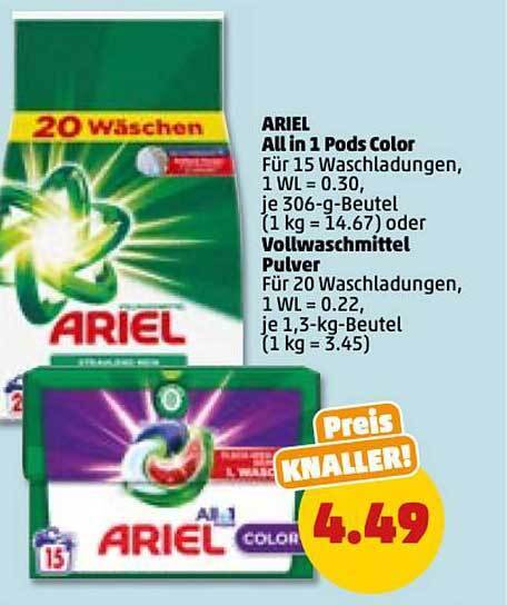 Ariel all in 1 pods color vollwaschmittel pulver Angebot bei PENNY