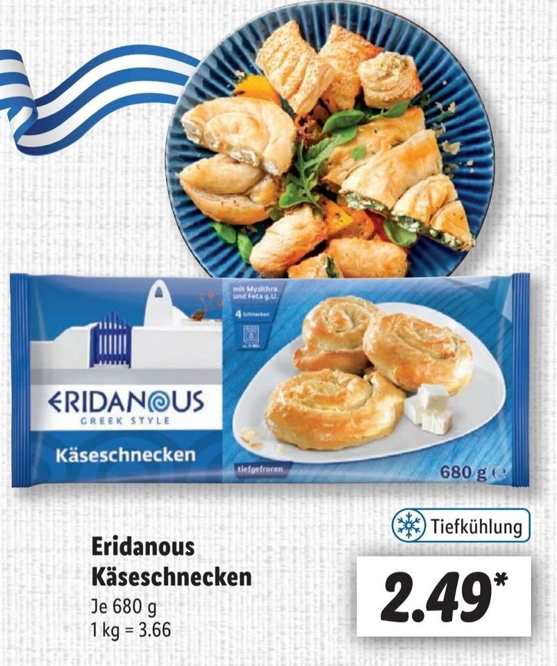 Eridanous Käseschnecken 680 g Angebot bei Lidl