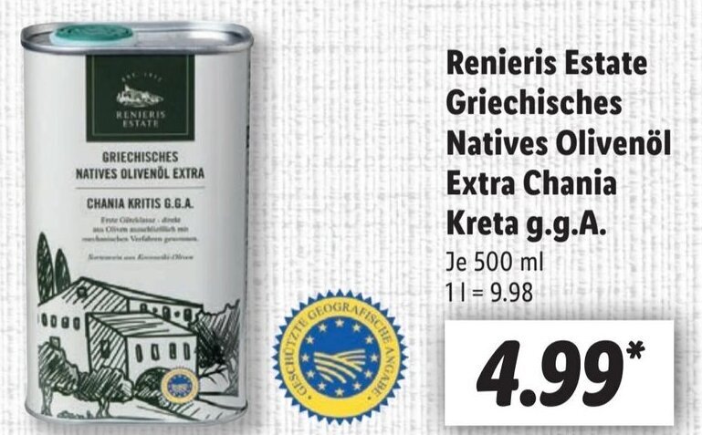 Renieris Estate Griechisches Natives Olivenöl Extra Chania Kreta g.g.A ...