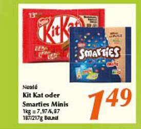 Nestlé kit kat oder smarties minis Angebot bei inkoop