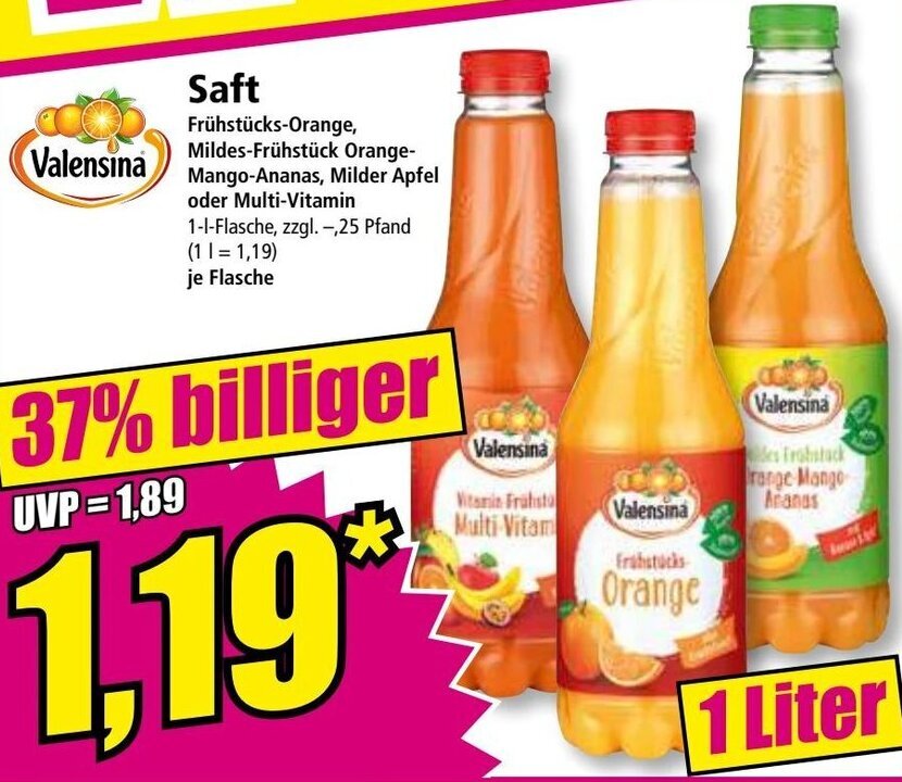 Valensina Saft 1 L Flasche Angebot bei Norma