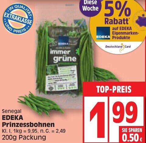 Edeka Prinzessbohnen 200g Packung Angebot bei Edeka