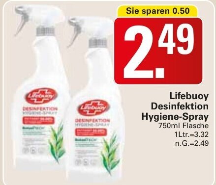 Lifebuoy Desinfektion Hygiene Spray 750 ml Flasche Angebot bei WEZ