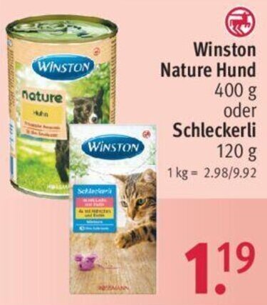 Winston Nature Hund 400 g oder Schleckerli 120 g Angebot bei Rossmann