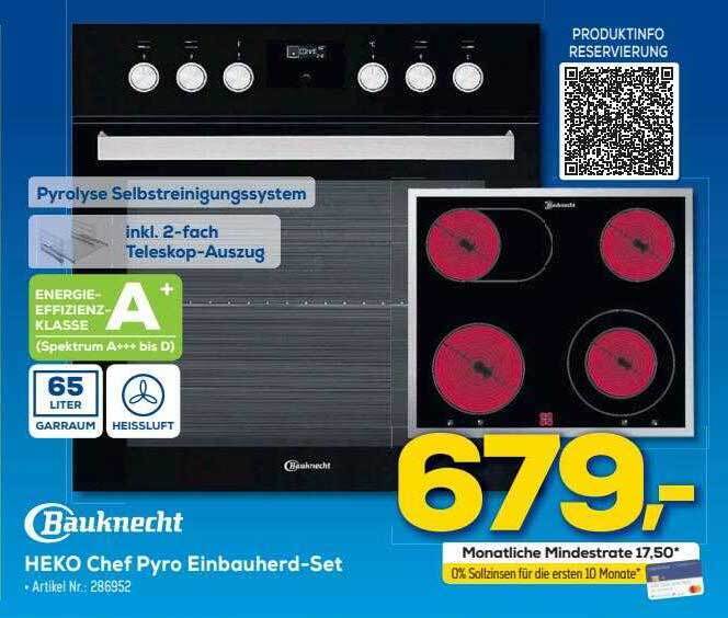 Bauknecht heko chef pyro einbauherd-set Angebot bei Euronics Berlet