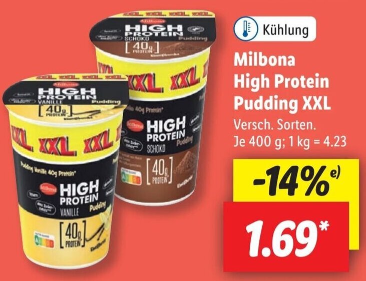 Milbona High Protein Pudding XXL 400 g Angebot bei Lidl