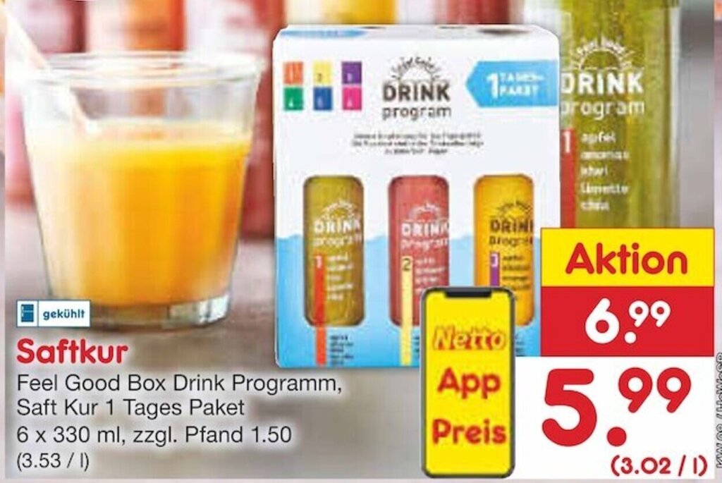 Saftkur 6x330 ml Angebot bei Netto Marken-Discount