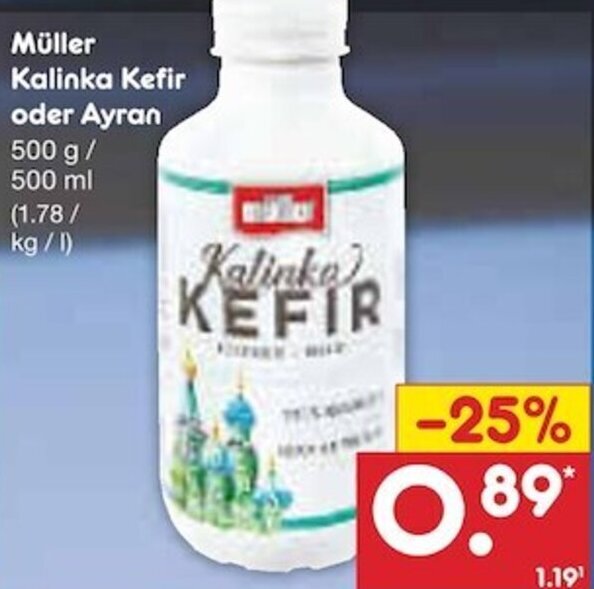 Müller Kalinka Kefir oder Ayran 500 g/500 ml Angebot bei Netto Marken ...