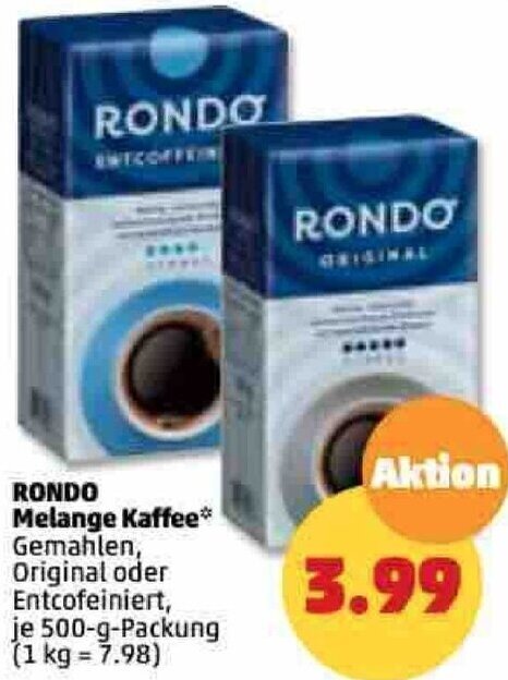 Rondo Melange Kaffee 500 g Packung Angebot bei PENNY