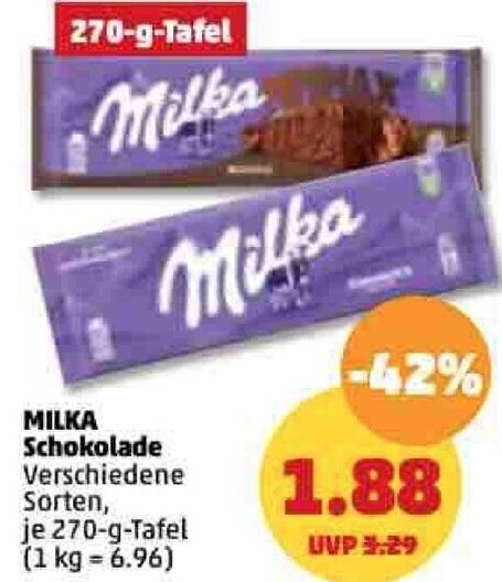 Milka Schokolade 270 g Tafel Angebot bei PENNY