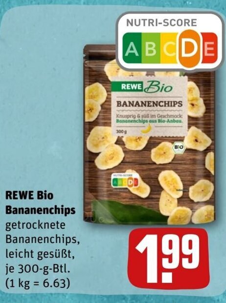 Rewe Bio Bananenchips 300 g Btl. Angebot bei REWE