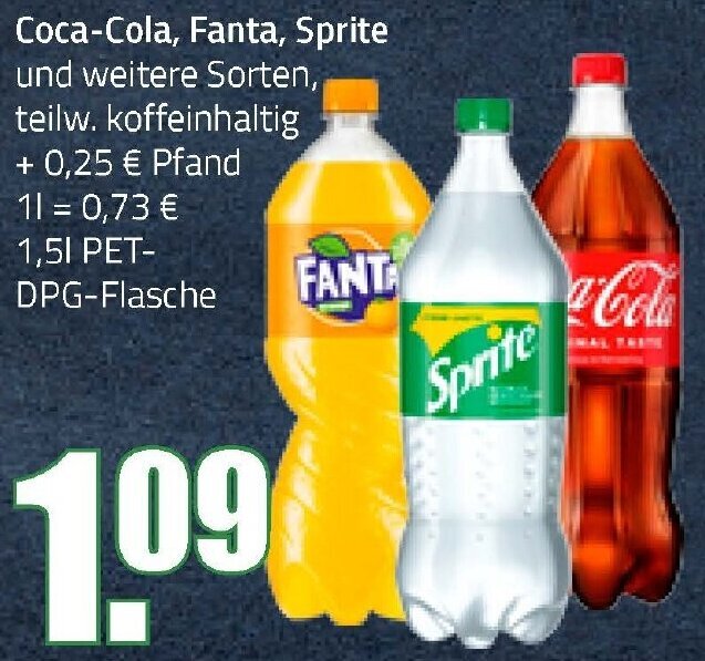 Coca-Cola, Fanta, Sprite und weitere Sorten 1,5L PET-DPG Flasche ...
