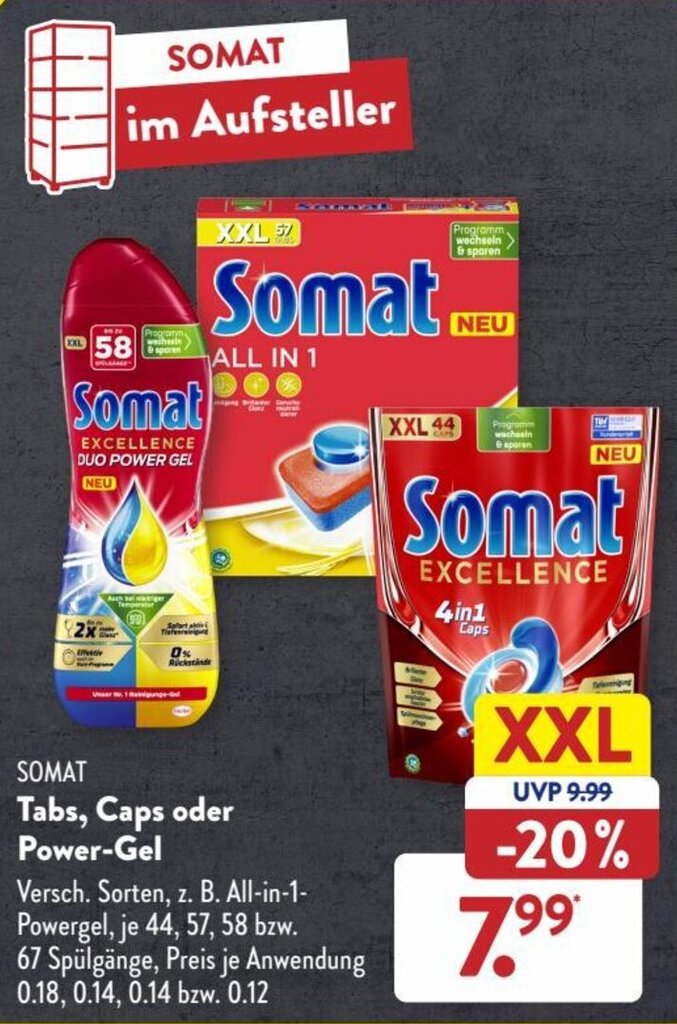 Somat Tabs, Caps oder Power Gel Angebot bei Aldi Süd