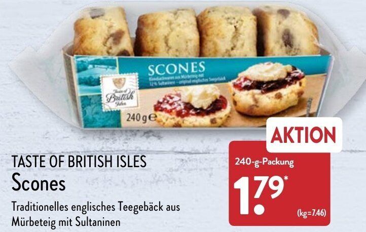 Taste of British Isles Scones 240 g Packung Angebot bei Aldi Nord